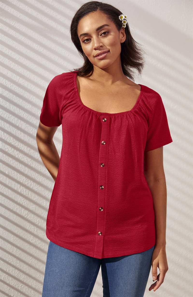 Kortærmet bluse med knapper – Bluser
