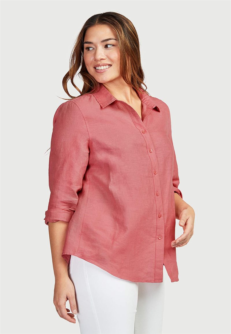 Hørskjorte med træknapper | Rosa Bluser
