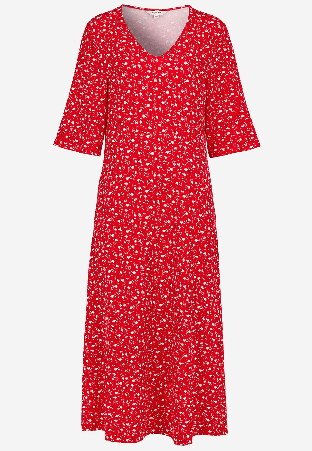 Jerseykjole med et blomstermønster og lommer | Cellbes